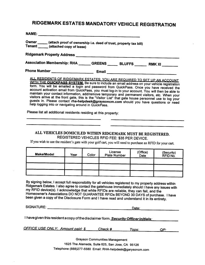 Ridgemark QuickPass Gate Entry System – Ridgemark XI :: Home Owners ...